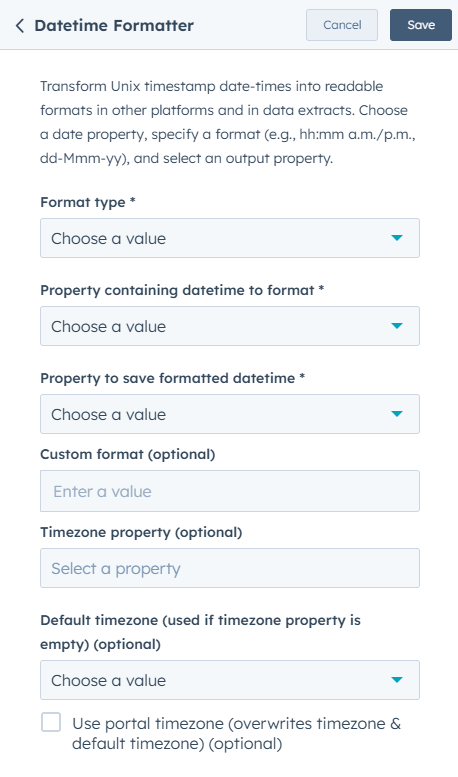 What does the 'Date-Time Formatter' action do?